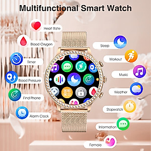 Lefitus Women's Smart Watch(Call Receive/Dial), Fitness Tracker Waterproof Smartwatch for Android iOS Phones with 1.32" HD Full Touch Screen AI Voice Control Heart Rate Sleep Monitor Pedometer