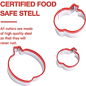 3Pcs Pumpkin Cookie Cutters 2.7" 3.3" 4", Halloween Cookie Cutter, Fall Thanksgiving Cookie Cutters, Biscuit Cutter Set, Coated with Soft PVC for Protection