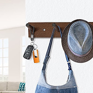 EuroBird Coat Rack Wall Mount, Wood Wall Mounted Coat Rack, Walnut Heavy Duty Wall Coat Rack 5 Pegs Coat Hanger Hooks for Hanging Coat, Hat, Purse, Jacket, Entryway, Bathroom, Bedroom