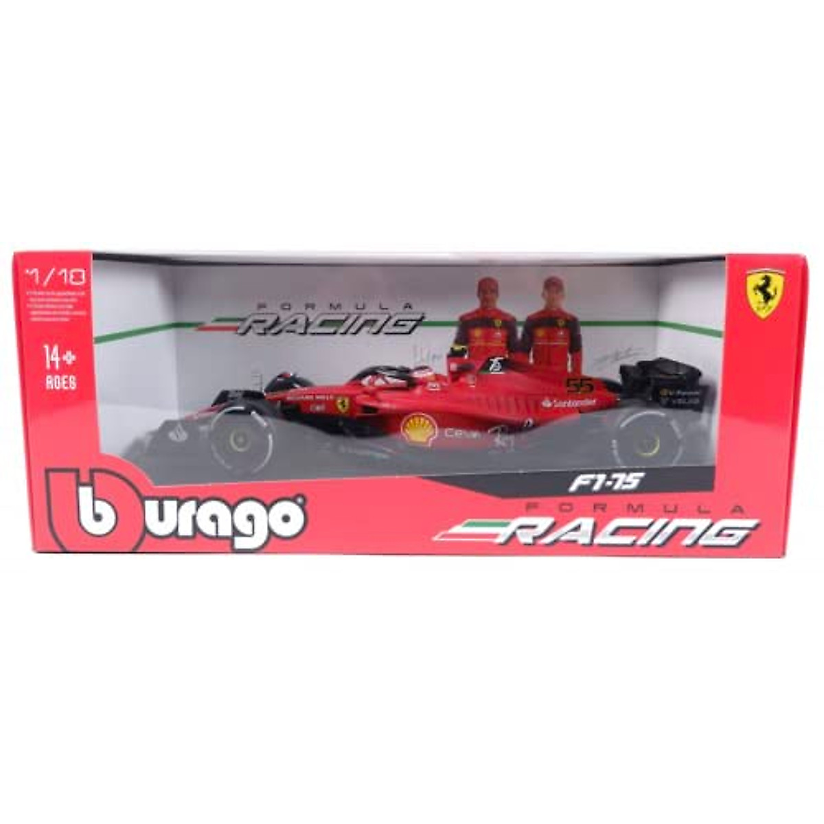 Bburago - 1/18 Scale Model Compatible with Ferrari Replica Miniature Model Compatible with Scuderia F1-75 # 55 Compatible with Carlos Sainz Season 2022 Formula 1 Scale Model Collectible (Red)
