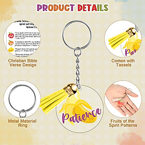 Landical 27 Sets Christian Bulk Gifts Fruits Bible Verse Keychain with Cards Spirit Week Accessories Gifts for Church Sunday School