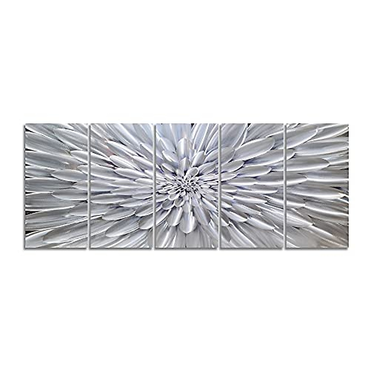 SYGALLERIER Metal Flower Wall Decor Hand Crafted Floral Artwork in 5 Pieces Modern Botanical Pictures on Aluminum 3D Art for Living Room Bedroom Bathroom Decoration