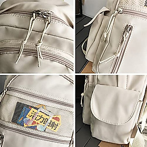 JARKJARD Kawaii Backpack Cute Aesthetic Backpack for School College Student Travel Bookbag for Girls Large Capacity Casual Daypack(White)