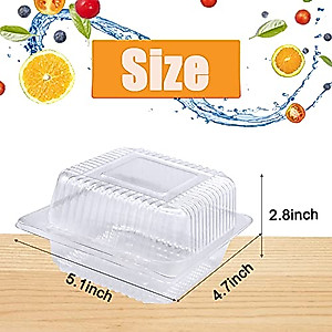 Jizvxe 100 Pack Clear Plastic Square Hinged Food Container,Disposable Plastic To Go Containers with Clear Lids,Cake Slice Containers Clamshell Takeout Tray for Pastry,Salad,Dessert(5.1"x 4.7"x 2.8")