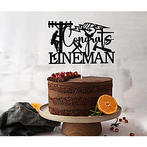 Congrats Lineman Cake Topper Congrats Electrician Class of 2024 Electrician Lineman Graduation Party Decorations Supplies Black