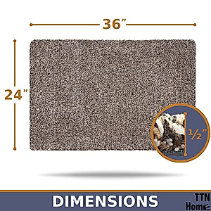 TTN Home Entryway Rug 24" x 36", Front Door Mat Indoor Entrance, Indoor Door Mat, Microfiber Rugs for Entryway, Entry Throw Rug with Rubber Backing Washable, Absorbent Door Mat, Muddy Mat for Dog