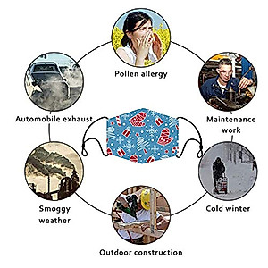 PENATE 1Pcs Kids Cool Mouth C-Over Christmas Printed Facemasks Washable and Reusable Face Bandanas +2PC Filters