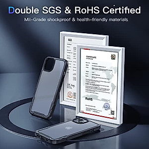 Humixx Shockproof for iPhone 13 Pro Case, [10 FT Military Drop Protection] [Snug Touch] Translucent Matte Hard PC Back with Protective Airbag, Slim Case for iPhone 13 Pro Case 6.1 Inch, Mystery Black