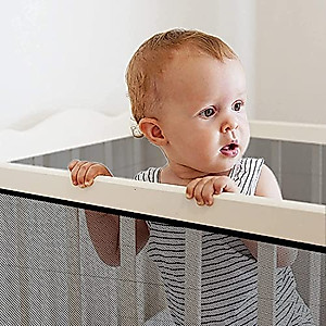 JIFTOK Baby Gate for Stairs, Banister Guard for Kids, Pets, Toys, 10ft L x 2.66 ft H, Mesh Netting Safety Net for Balcony Rail Stair, Stairway Net Baby Safety Products for Indoor & Outdoor (Black)