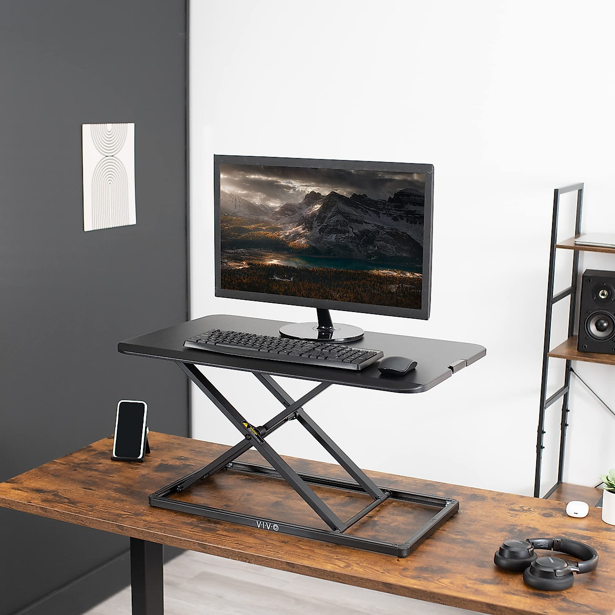 VIVO Economy Single Top Height Adjustable 29 inch Standing Desk Converter, Sit Stand Tabletop Monitor and Laptop Riser Platform Workstation, DESK-V000U