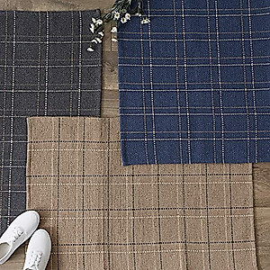 DII Woven Rugs Collection Recycled Yarn, Reversible, 2x3' Area Rug Set, Mineral Plaid, 2 Piece