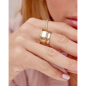 gorjana Women's Rose Ring Set, 18k Gold Plated, Set of 3 Flat High Shine Bands, Size 7