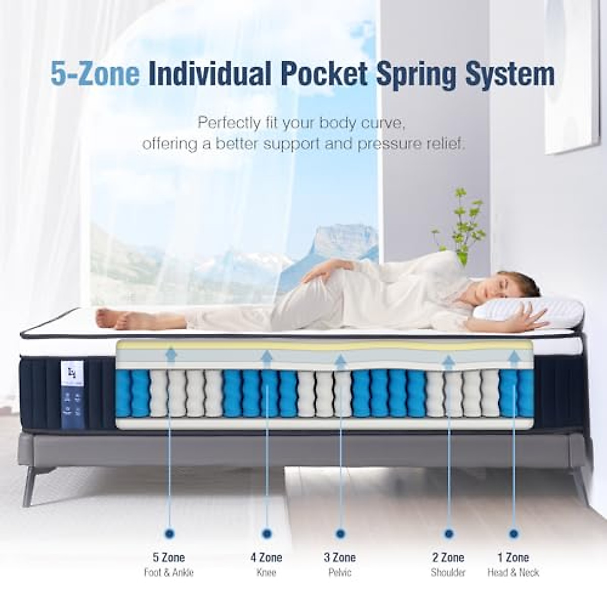 Full Mattress, DIGLANT 14 Inch Hybrid Mattress, Medium Plush Feel Memory Foam Euro Top Mattress in a Box and Pocket Springs, CertiPUR-US Certified, Balance Support & Pain-Relief Full Size Mattress