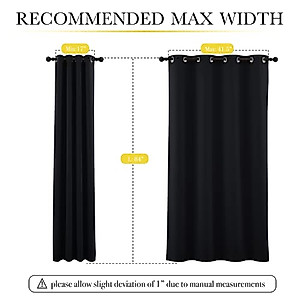 NICETOWN High-End Thermal Curtains, Full Blackout Curtains 84 inches Long for Dining Room, Soundproof Window Treatment Drapes for Hall Room, Black, 52 inches Wide Per Panel, Set of 2 Panels