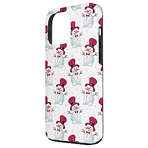 iPhone 13 Pro Max Cute Snowman Autumn Christmas Design White Phone Case