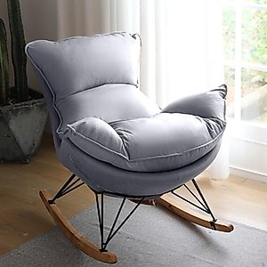 HARELA Outdoor Rocking Chair, Indoor & Outdoor Comfy Rocker Chair with Thick Cushion, Patio Rocker Recliner Chair for Balcony Front Porch Garden Living Room, Modern Lounge Chair (Color : F)