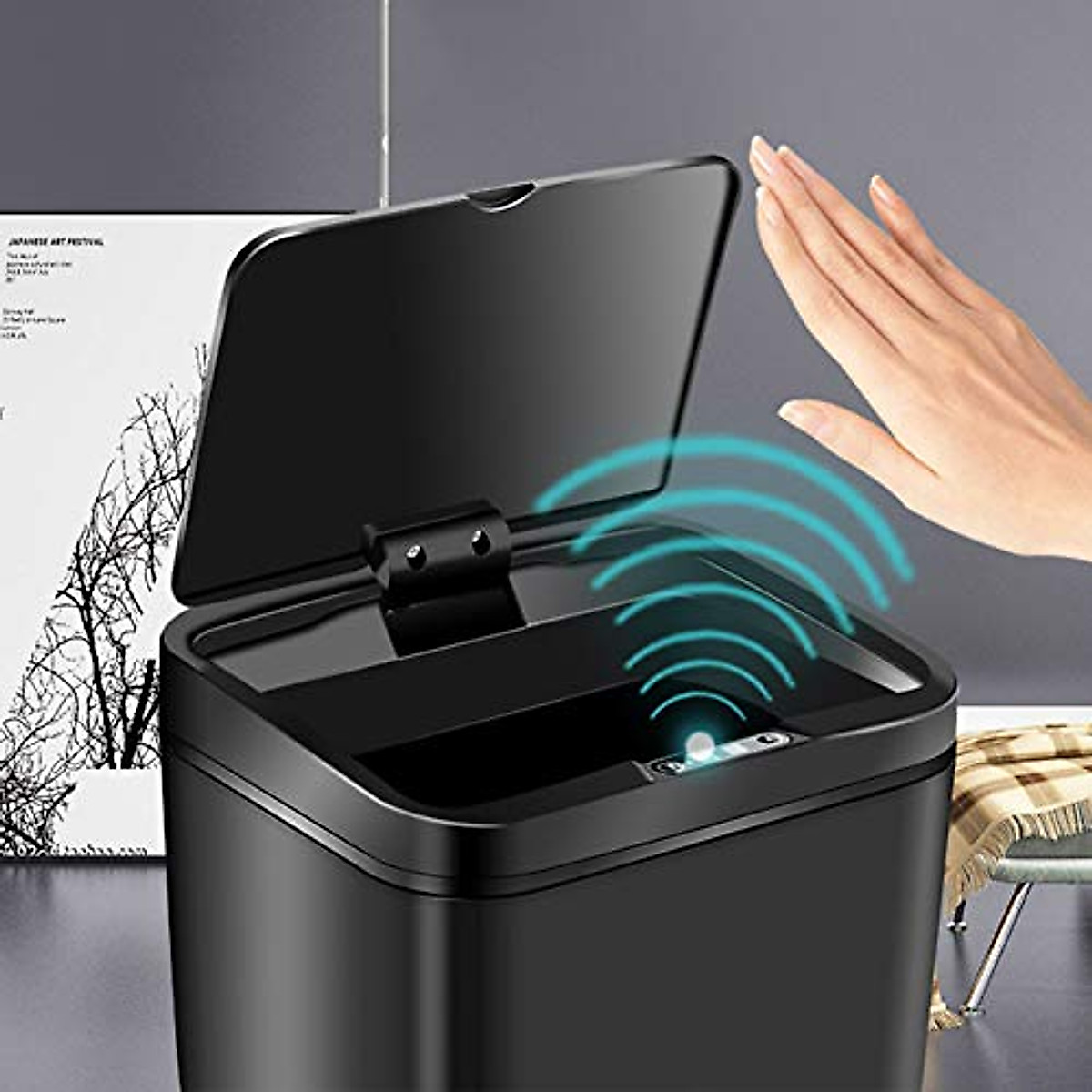 Smart Trash Home Kitchen Office Hotel Room Automatic Sensor Trash Can - Black