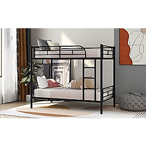 Tidyard Twin Over Twin Metal Bunk Bed (Black) for Bedroom Dorm Guest Room Home Furniture