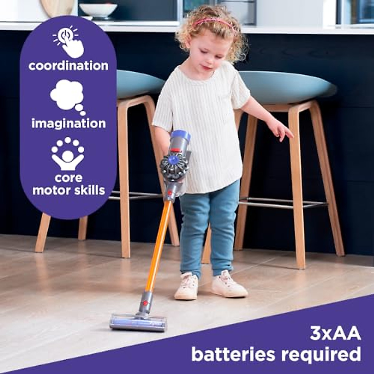 Casdon Dyson Cordless Vacuum | Interactive & Officially Licensed Toy Dyson Vacuum For Children Aged 3+ | Realistic Role-Play Fun