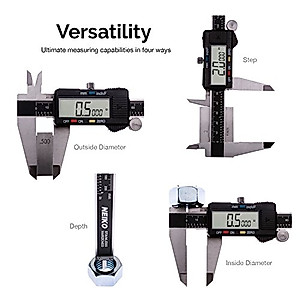 NEIKO 01407A Electronic Digital Caliper | 0-6 Inches | Stainless Steel Construction with Large LCD Screen | Quick Change Button for Inch/Fraction/Millimeter Conversions