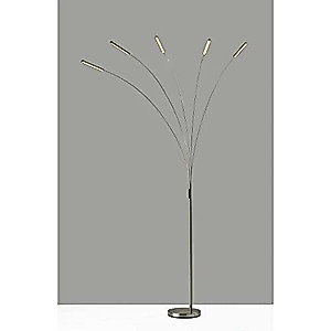 Adesso 2131-22 Zodiac LED Arc Lamp with Smart Switch, 93 in, 5 x 7W LED, Brushed Steel, 1 Floor Lamp