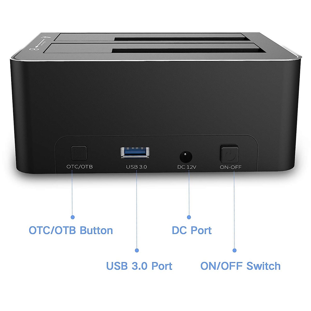 ikuai SATA to USB 3.0 Dual Bay Hard Drive Dock for 2.5"/3.5" SATA HDD SSD with Micro SD Card Reader 2 USB 3.0 Port, Offline Clone Function External Hard Drive Docking Station, 2X20TB and UASP Support
