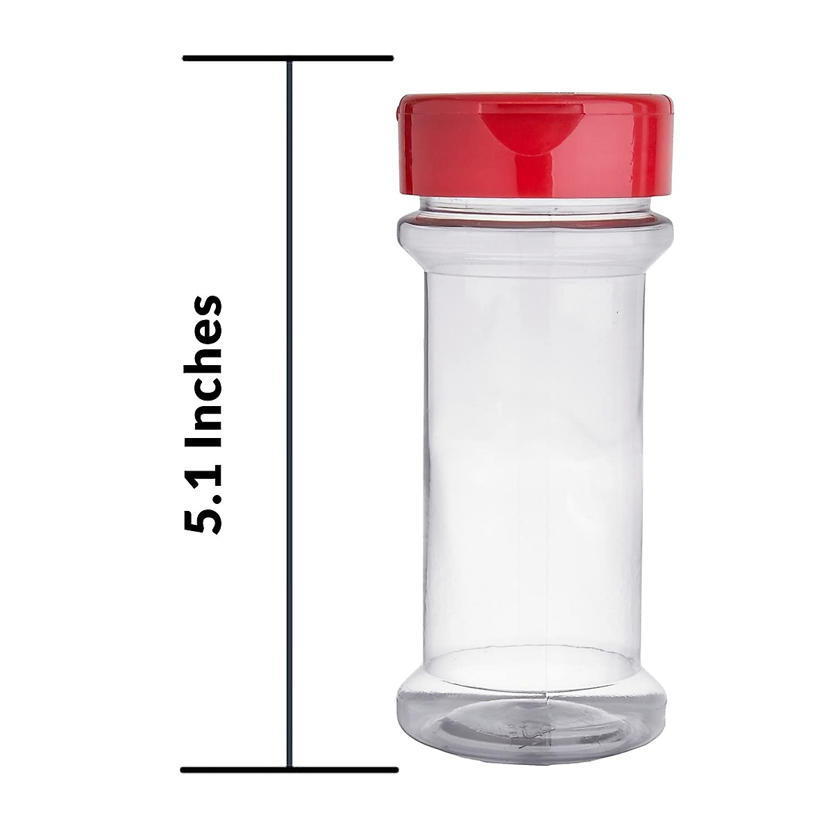 Skyway Supreme 7 OZ Clear Plastic Spice Bottles Seasoning Containers Jars - Set of 5 - Flap Cap with Pour and Sifter Spice Shaker - Durable Refillable Perfect For Herbs Spices and Rubs - BPA Free
