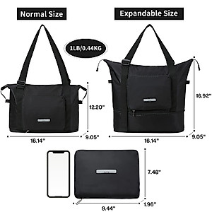 Hanke Expandable Foldable Travel Duffel Bag Collapsible Carry On Bag with Luggage Strap for Airplanes, Water Resistant Weekender Overnight Bag Fits for Men Women