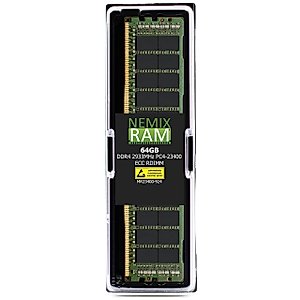 NEMIX RAM 64GB (1X64GB) DDR4 2933MHZ PC4-23400 2Rx4 1.2V CL21 288-PIN ECC RDIMM Registered Server Memory