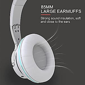 Wireless Bluetooth Headphones Active Noise Cancelling Headphones Over Ear Headphones Wireless Headset with Deep Bass Memory Foam Ear Cups On-Ear Headphones Bluetooth Earphones Gym Headphones (White)