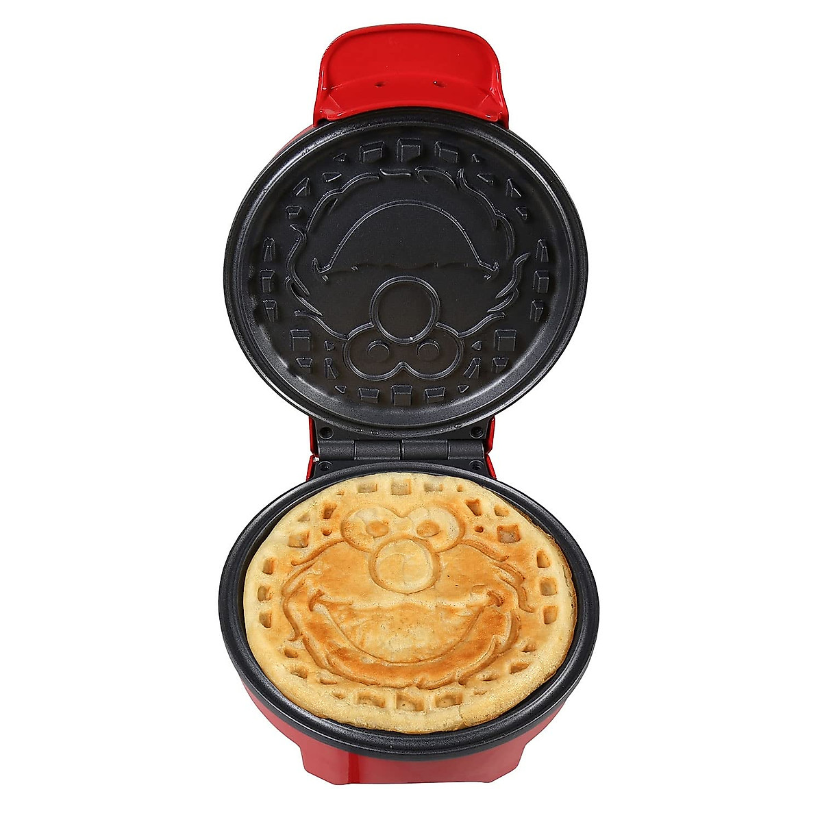 Uncanny Brands Elmo Waffle Maker - Officially Licensed Sesame Street Figures Elmo Face Small Waffle Iron, Kitchen Small Appliances - 7" Round Waffle Makers