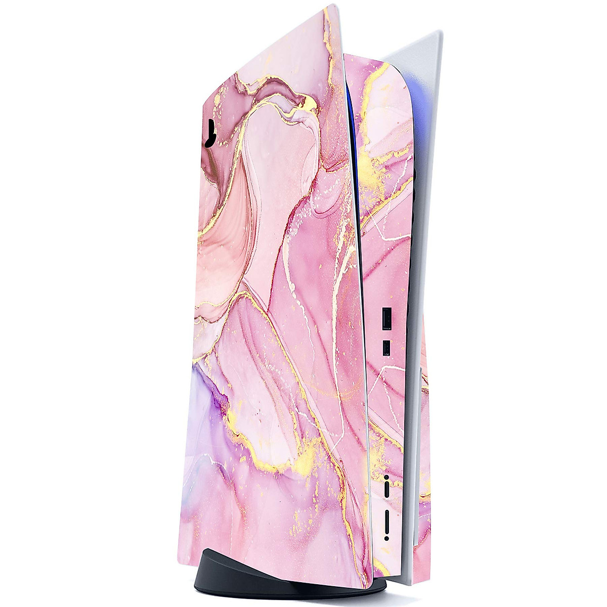 PlayVital Cosmic Pink Gold Marble Effect Full Set Skin Decal for ps5 Console Disc Edition, Sticker Cover for ps5 Controller & Charging Station & Headset & Media Remote