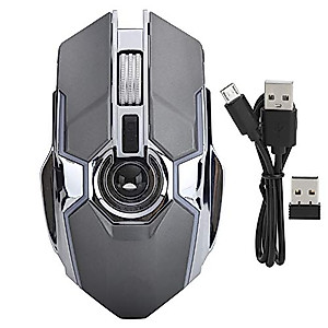 Rechargeable Gaming Mouse, 2.4gHz Wireless Mouse Streamer Gaming Mouse for Computer Laptop, With RGB Colorful Streamer Atmosphere(gray)