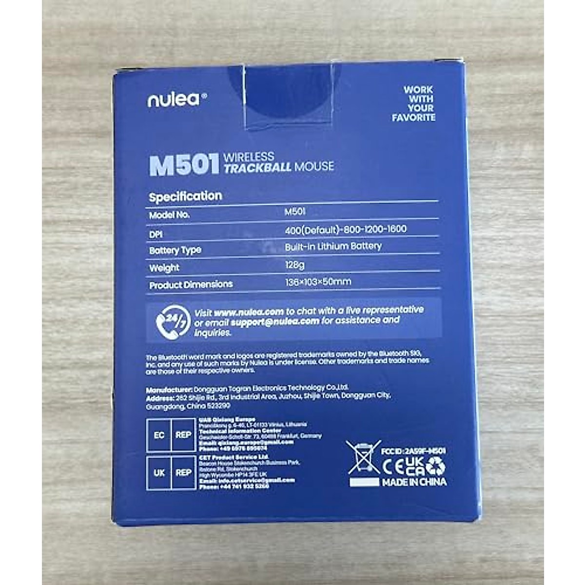 Nulea M501 Wireless Trackball Mouse, Rechargeable Ergonomic, Easy Thumb Control, Precise & Smooth Tracking, 3 Device Connection (Bluetooth or USB Receiver), Compatible for PC, Laptop, Mac, Windows.