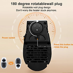 Smart Thermostat Space Heater,450W Portable Electric Small Heater With Timer/Overheat Protection,Safe heater,Energy-saving heater with LED Display,Heaters for Office Bathroom RV Indoor Use (White)