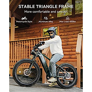 Heybike Brawn Electric Bike for Adults 48V 18Ah Removable Battery Ebike with 750W Motor, 28MPH Max Speed, Hydraulic Front Fork 26" Fat Tire (Brawn-Green, Green)