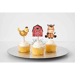 Farm Animals Cupcake Toppers - Set of 10 Adorable Farmyard Cake Decorations - Perfect for Kids' Parties and Farm-Themed Events