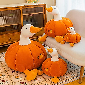 22" Pumpkin Duck Plush Toy, Goose Plush Animal, Stuffed Animal Pillow Soft Toy Cushion - Perfect for Halloween Christmas Birthday Party Decoration Gift (22 inches)