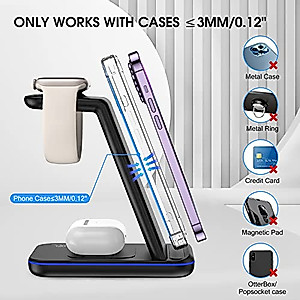 Wireless Charger 3 in 1 for iPhone/iWatch/Airpods Devices, Charging Station for iPhone 14/13/12/11/Pro Max/SE/X/XS/XR/8, Multi Charger Stand for Apple Watch iWatch 8/7/6/SE/5/4/3/2, Airpods 3/Pro/2