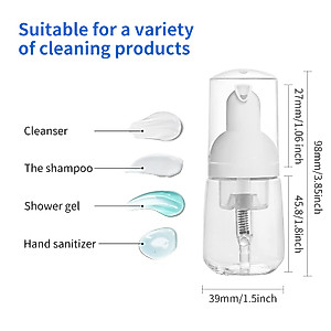 LONGWAY 1 oz Foam Pump Bottle(15PCS) Foaming Travel Pump Bottle for Lash Shampoo, Prolong Lash Cleanser,Hand Soap (30ml, Clear)