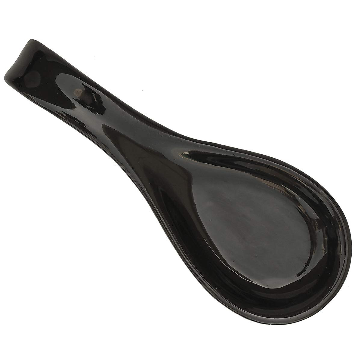 Ceramic Spoon Rest Cooking Utensil Holder with Handle Black Colorful Kitchen Tool by abhandicrafts