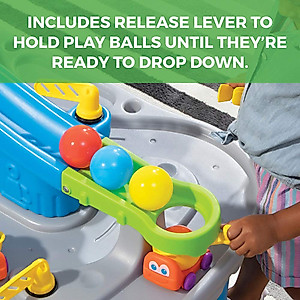 Step2 Ball Buddies Truckin' & Rollin' Play Table | STEM & Ball Toy for Toddlers | Kids Play Table with 12 Accessory Toys Included