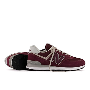 New Balance Men's 574 Core Sneaker, Burgundy/White, 10