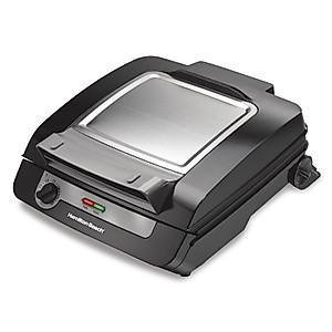 Hamilton Beach 3-in-1 Indoor Grill and Electric Griddle Combo and Bacon Cooker, Opens 180 Degrees to Double Cooking Space, Removable Nonstick Grids, (25600)