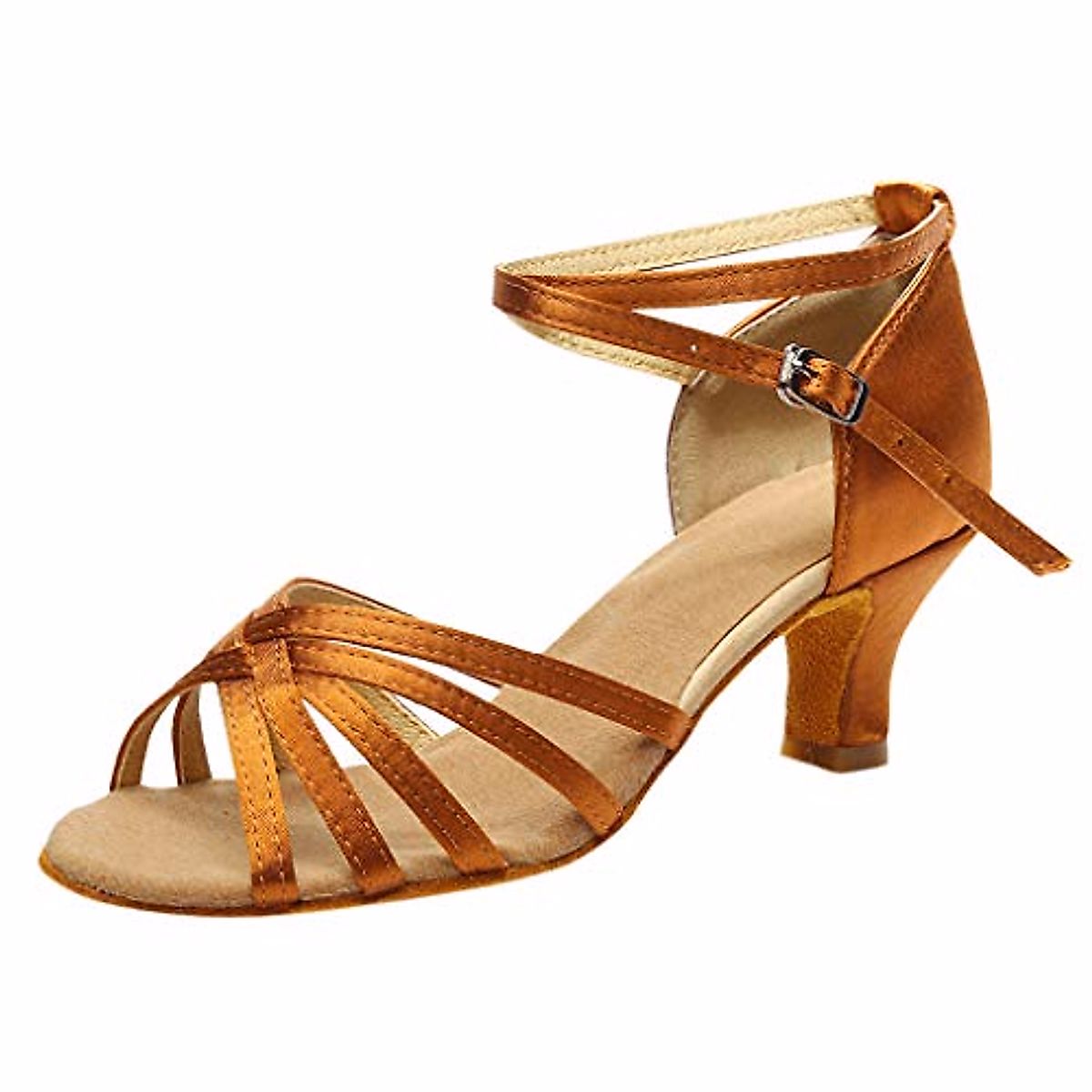 JWSVBF Womens Sandals Latin Dance Shoes Glitter Sequins Ballroom Party Tango Heeled Pumps Ankle Strap Buckle Stilettos Dressy Summer