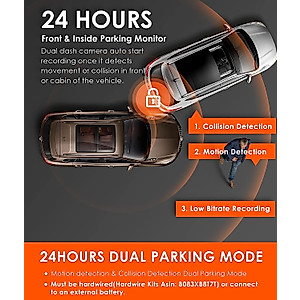 [ Bundle-3 Items: Vantrue N2S 4K GPS Dash Cam + 128GB SD Card + Hardwire Kits ] 4K Dash Cam with GPS, 4K Front and Inside Dash Cam, Infrared Night Vision, Dual Dash Cam for Uber Drivers