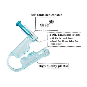 Lishae Ear Piercing Kit, 8 Pcs 4mm Disposable Self Ear Pericings Kit with Ear Studs and 1Pcs Piercing Gun Aid Pierce Kit Tool