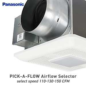 Panasonic FV-1115VKL2 WhisperGreen Select Ventilation Fan with Light and Speed Controls - 110-130-150 CFM - Quiet Ceiling Fan