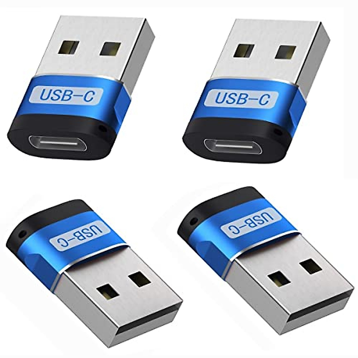 TargetGo USB Type C to USB A Male Adapter, 4-Pack, Blue