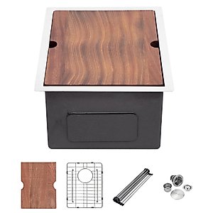 Undermount Bar Sink - Mocoloo 15 x 19 Inch Single Bowl Undermount Kitchen Sink 16 Gauge Stainless Steel Bar Prep Workstation 10" Deep Sinks